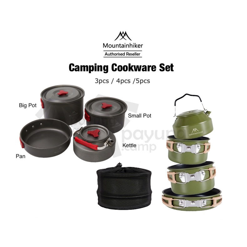 MOUNTAINHIKER 3pcs / 4pcs / 5pcs Camping Cookware Set Cooking Set Pot ...