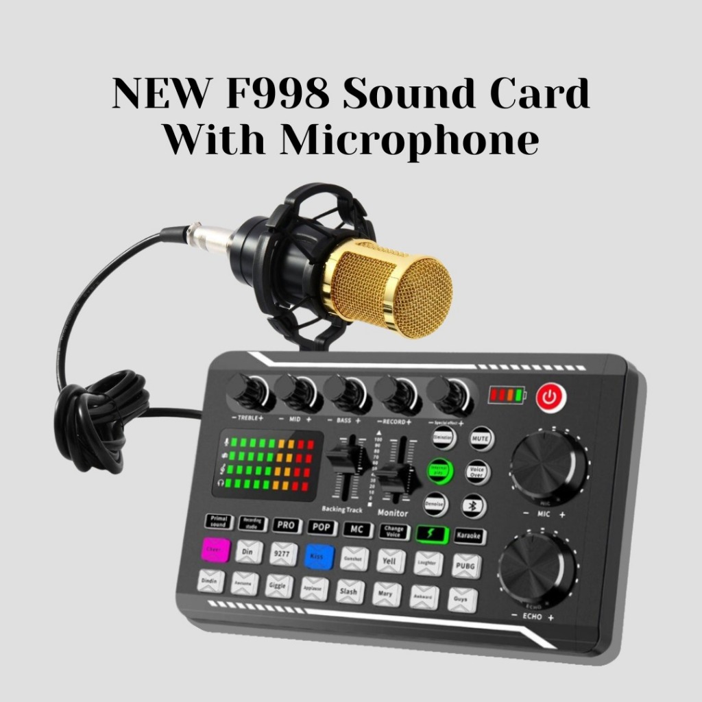 F999 Sound Card Audio Mixer Live Sound Card Voice Changer Mixing ...