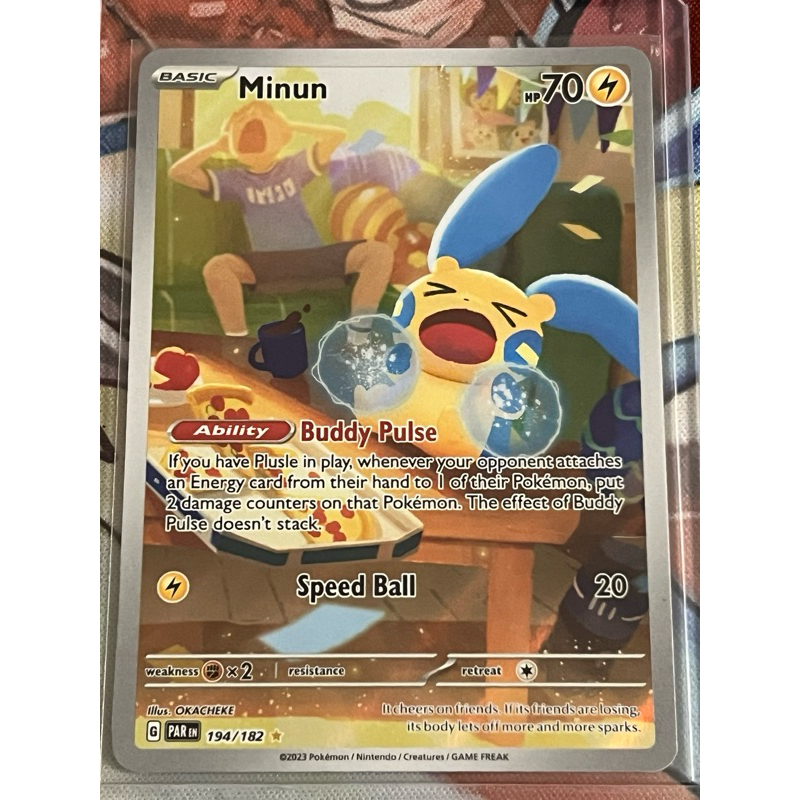 Pokemon TCG SV04 Paradox Rift - Minun - 194/182 - Illustration Rare ...