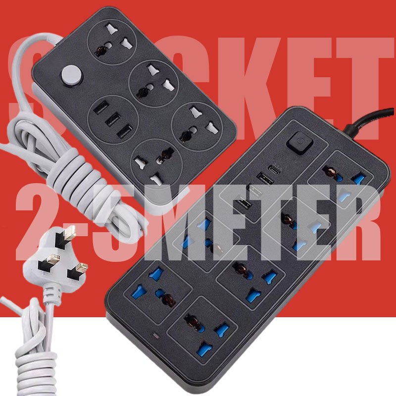 Universal 4/6 Power Socket Extension With USB Ports Power Strip Surge ...