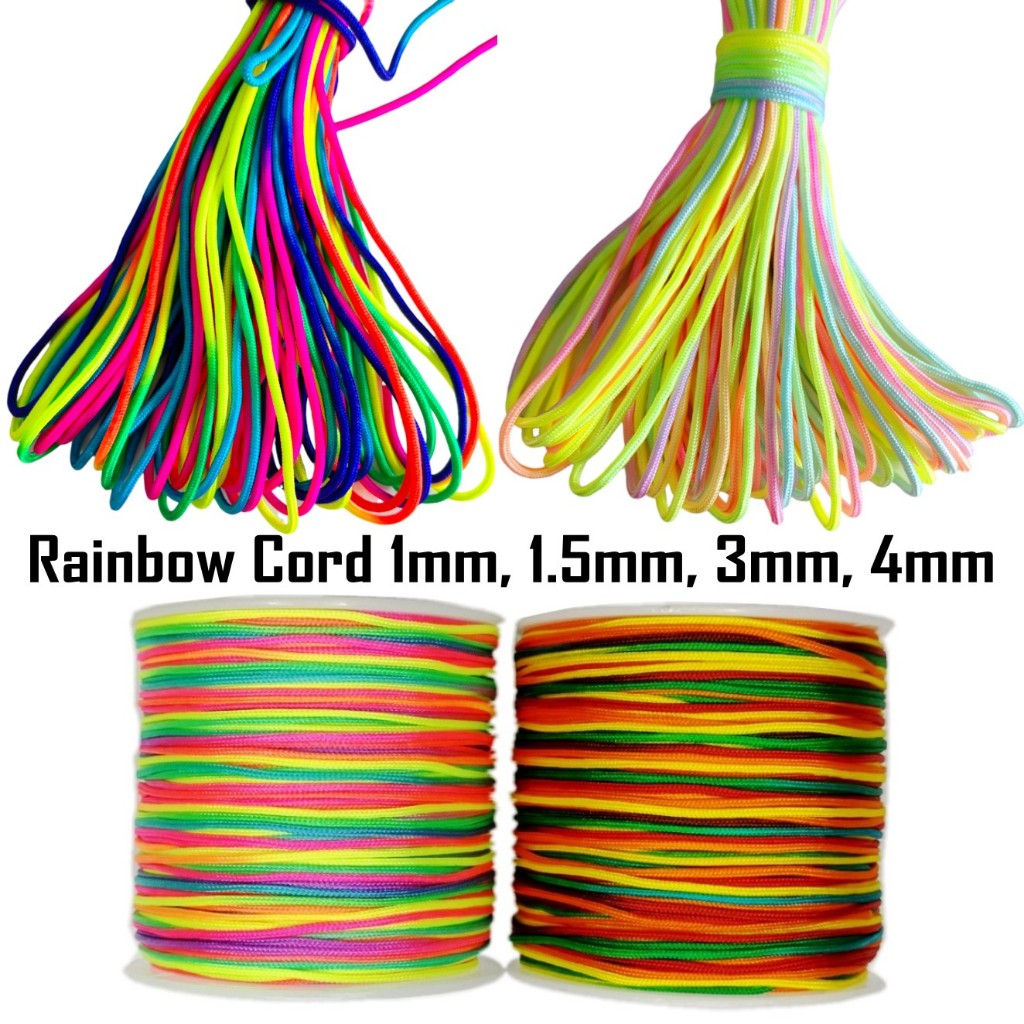 Rainbow Cord 1mm 1.5mm 3mm 4mm Paracord Microcord Micro Handcraft DIY ...