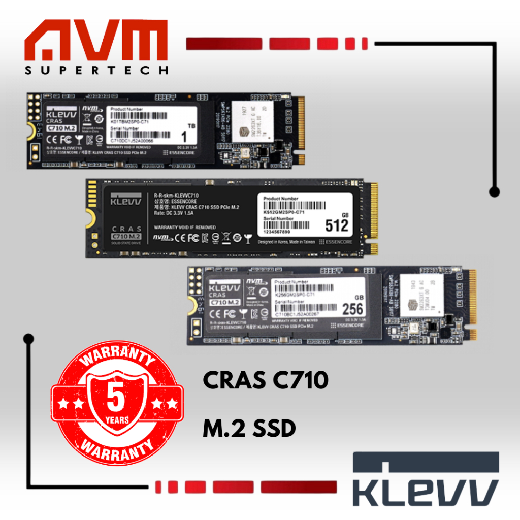 AVM KLEVV CRAS C710 M.2 NVMe PCle Gen3x4 SSD - 1TB / 512GB / 256GB ...