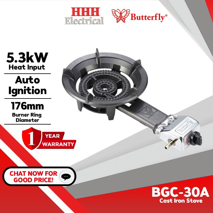 Butterfly LPG Cast Iron Gas Stove BGC-20A/BGC-30A/BGC-40A Dapur Gas Low ...