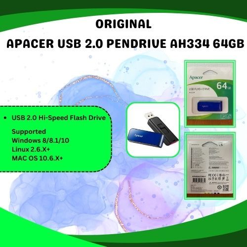 ORIGINAL APACER USB 2.0 PENDRIVE/FLASH DRIVE AH334/64GB | Shopee Malaysia