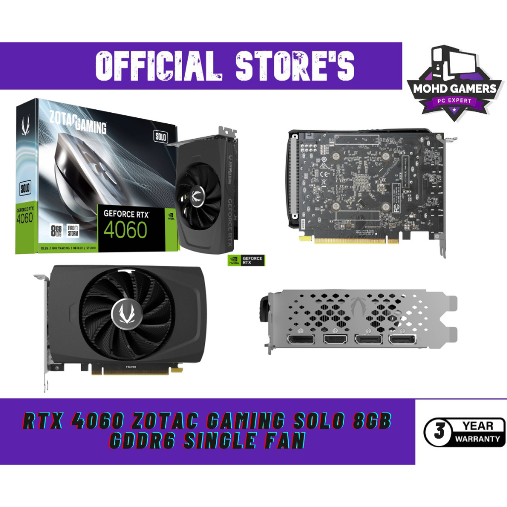 RTX 4060 ZOTAC GAMING SOLO 8GB GDDR6 SINGLE FAN | Shopee Malaysia
