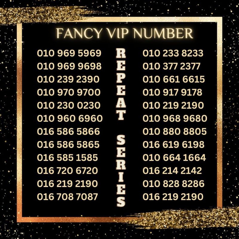 VIP NUMBER REPEAT SERIES, NICE NUMBER, NOMBOR CANTIK BUSINESS, PREMIUM VIP NUMBER, HENG ONG HUAT ...