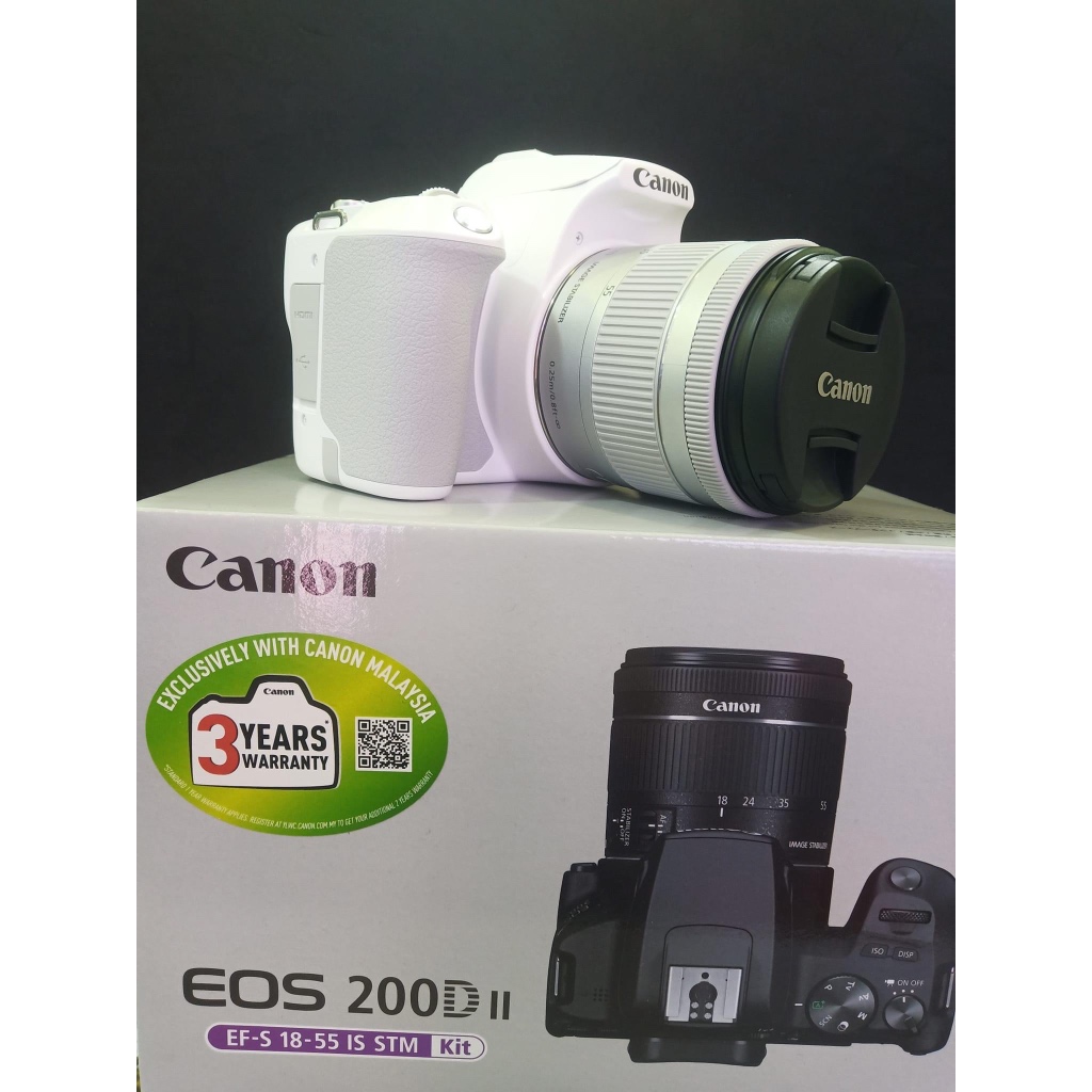 Canon EOS 200D II Kit with EF-S 18-55mm f/4-5.6 IS STM (White) | Shopee ...