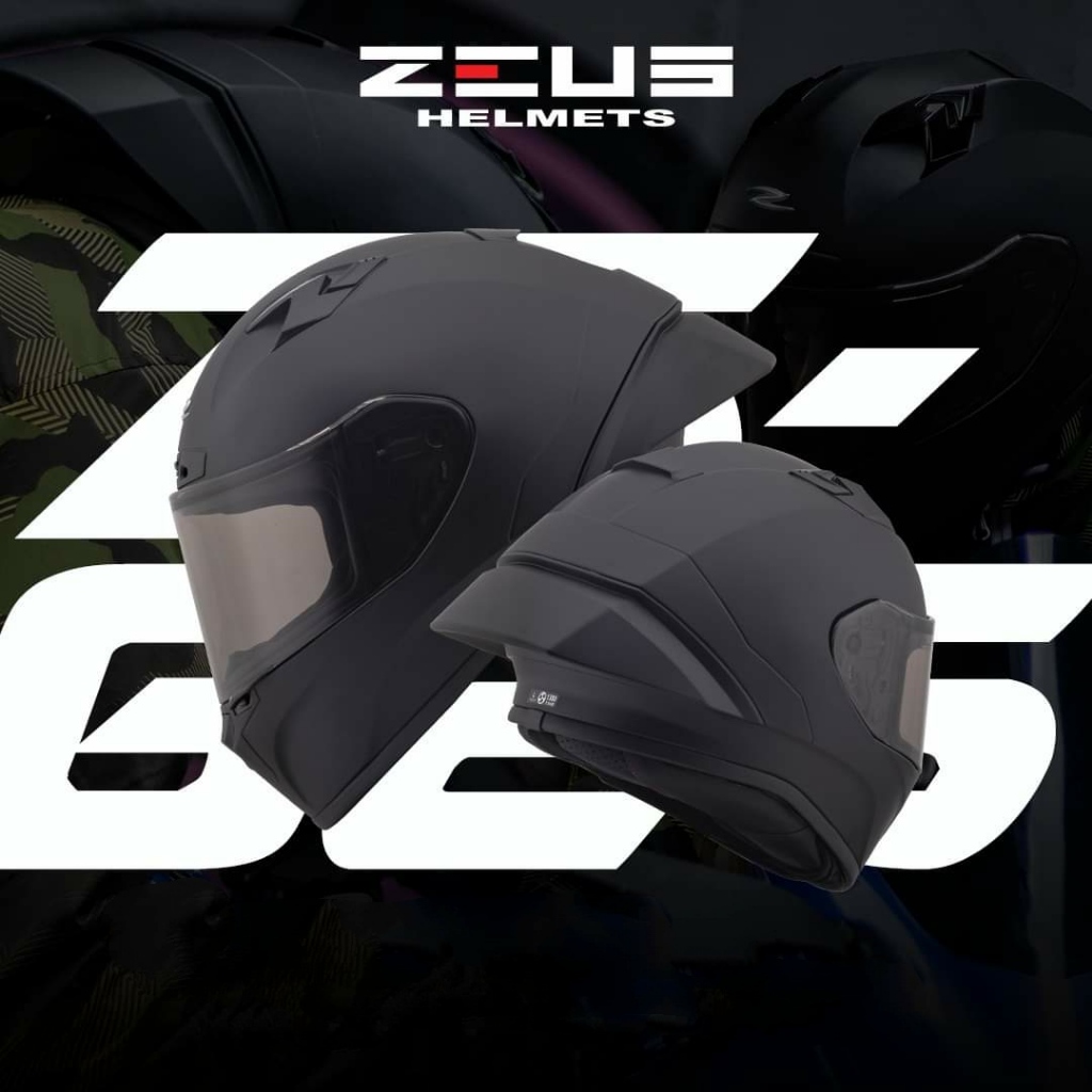 ZEUS ZS-826 FULLFACE MATT BLACK | Shopee Malaysia