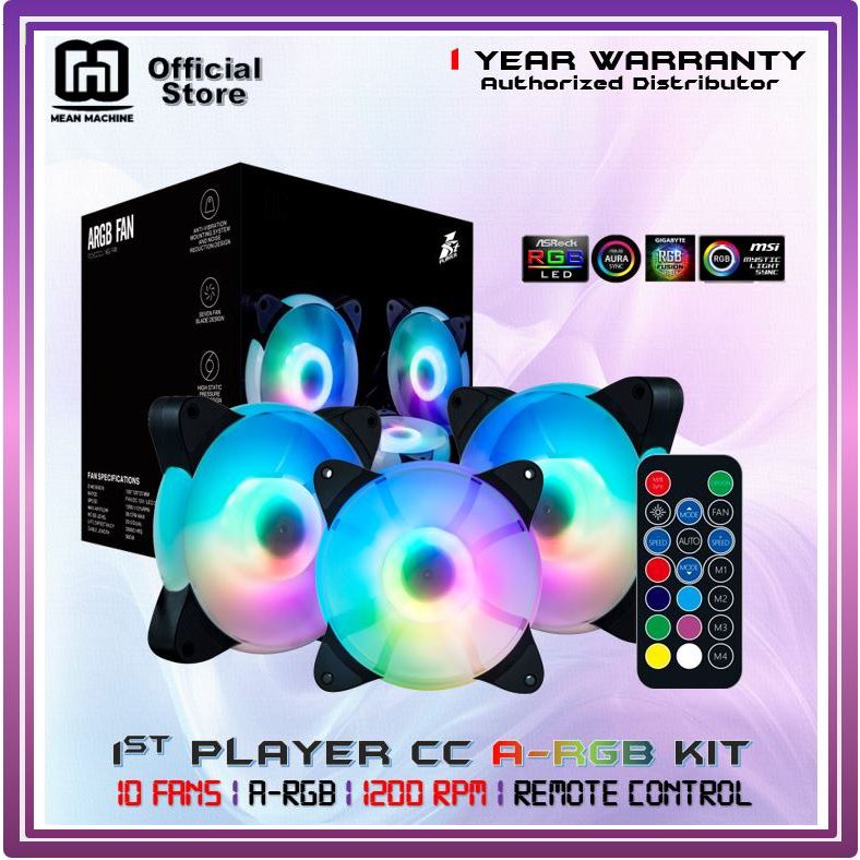1ST PLAYER CC a-RGB Addressable RGB 10 Fans 12cm Fan Kit with Remote ...