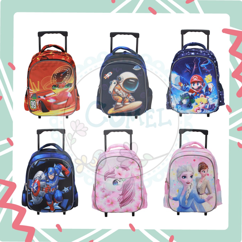 Comel Kids Fix Mini Trolley Backpack School Bag Cartoon Unicorn Mario ...