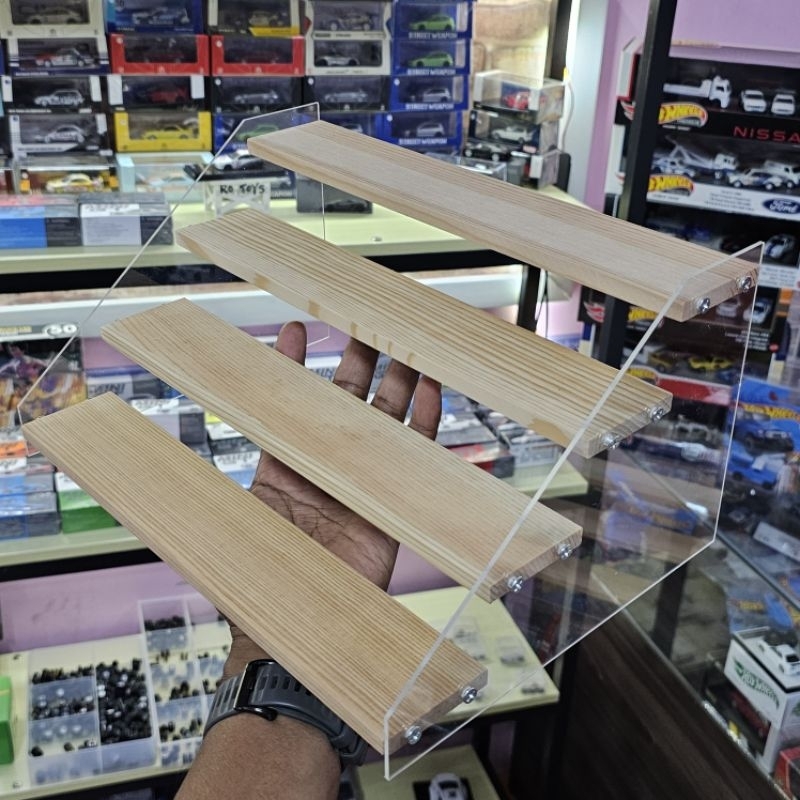 HOT WHEELS RAK WOODEN ACRYLIC DISPLAY STAND for SCALE 1:64. FIT IN IKEA ...