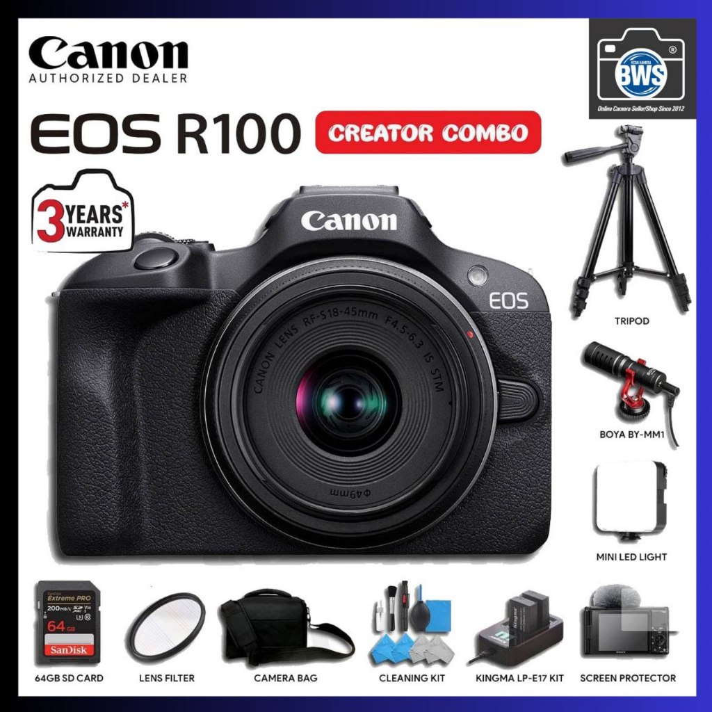 [READY STOCK] Canon EOS R100 Mirrorless Camera Body with 18-45mm Lens ...