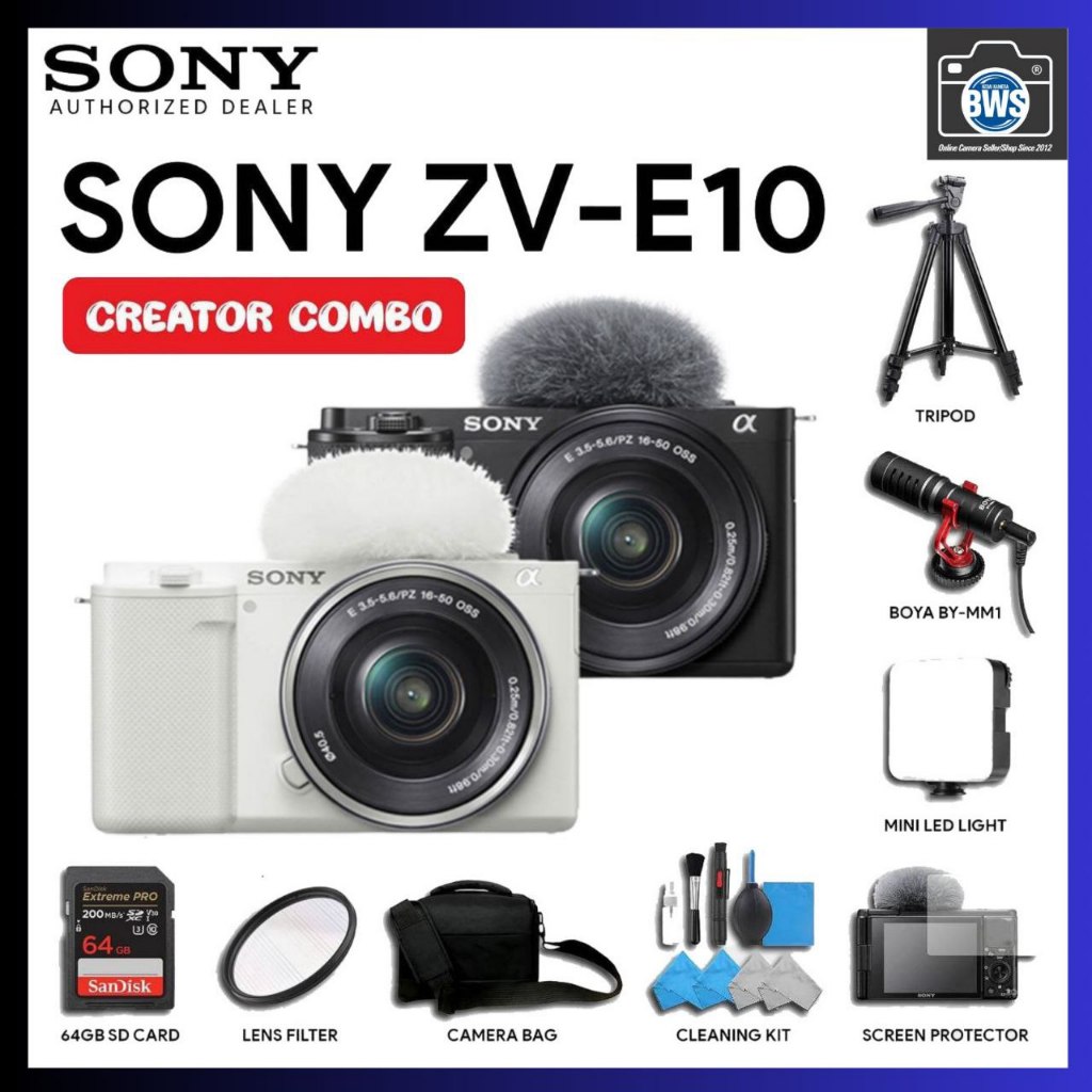 Sony ZV-E10 / ZVE10 + E PZ 16-50mm F3.5-5.6 OSS Lens & Body Interchangeable-lens Vlog Camera ...