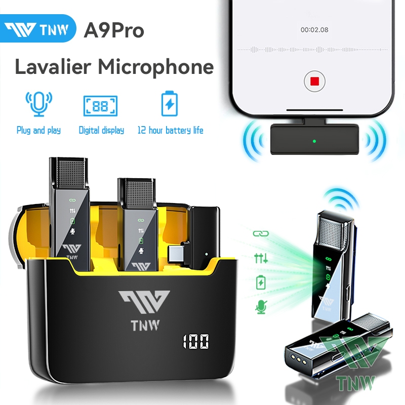 TNW A9Pro/A8Pro Microphone Wireless Mini Clip on Lavalier Mic Noise ...