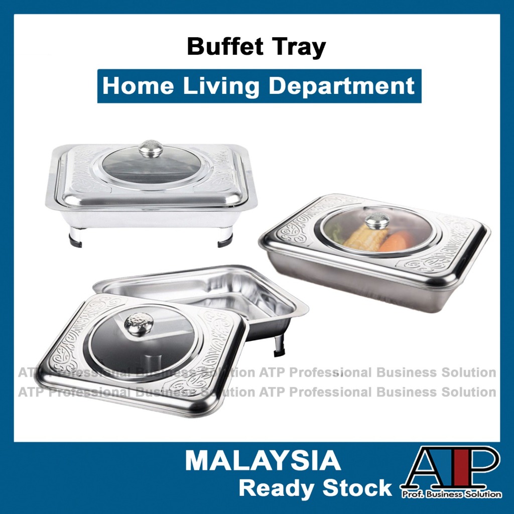Container🍯 Stainless Steel Buffet Embossed Buffet Food Tray Serving ...