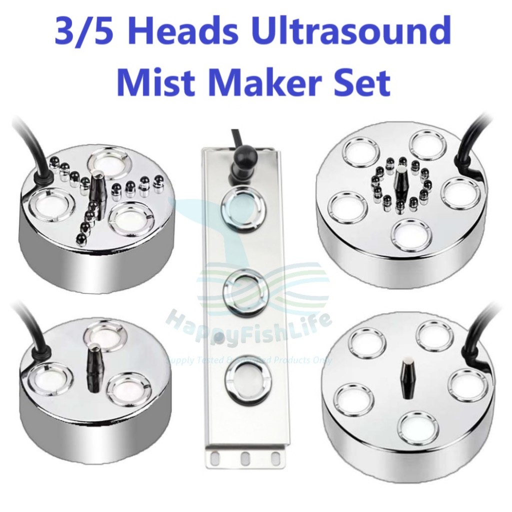 3/5 Head Ultrasonic Mist Maker Fogger Humidifier Greenhouse Hydroponic ...