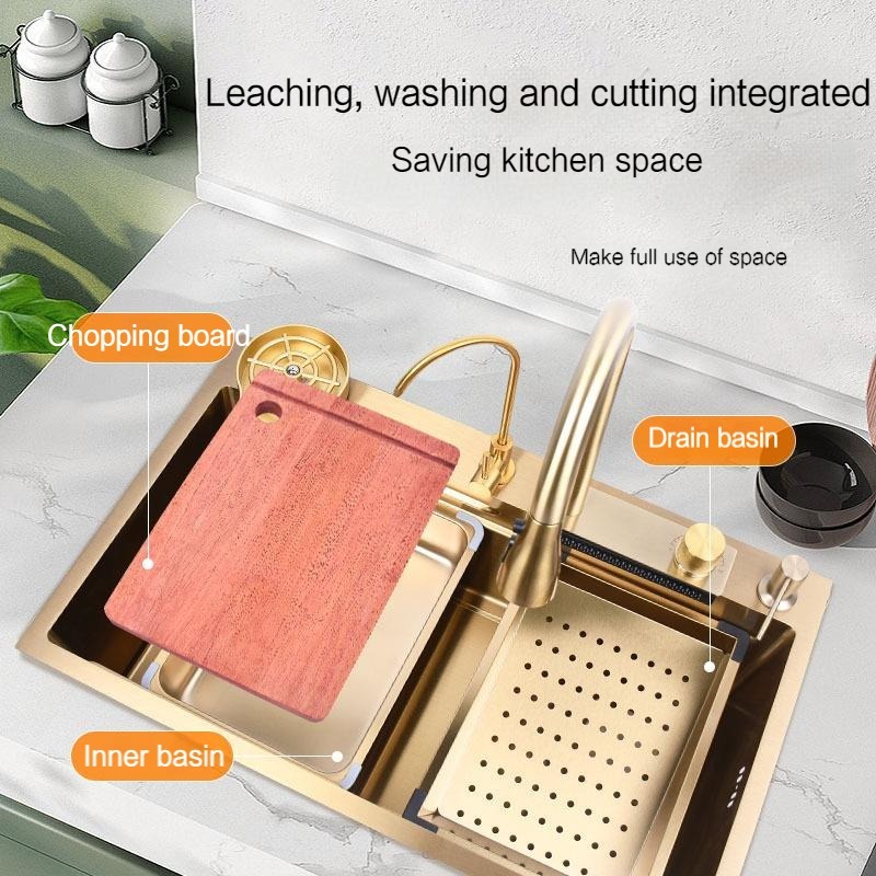 DELIVER IN 10 DAYS! Golden Waterfall Nano Kitchen Sink SUS 304 ...
