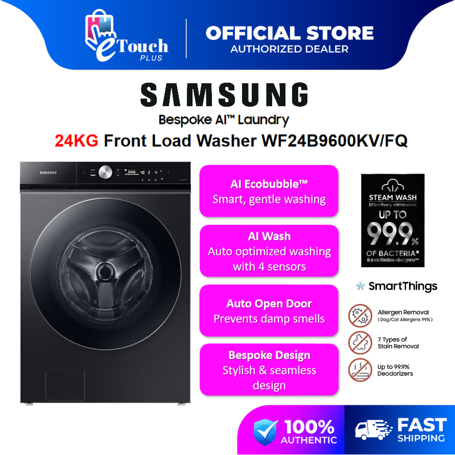 Samsung BESPOKE AI™ 24kg Inverter Smart Washing Machine WF24B9600KV/FQ AI Ecobubble™ | Shopee ...