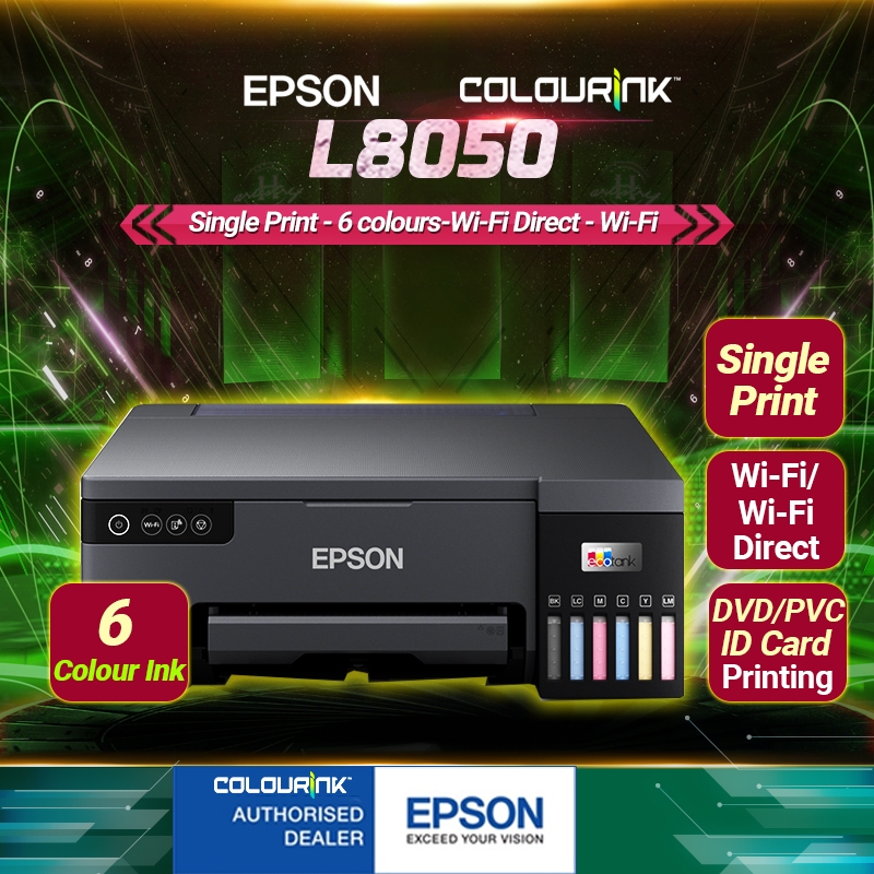 Epson L8050 All-in-One A4 Print 6 Colour Ink Tank Printer Borderless ...
