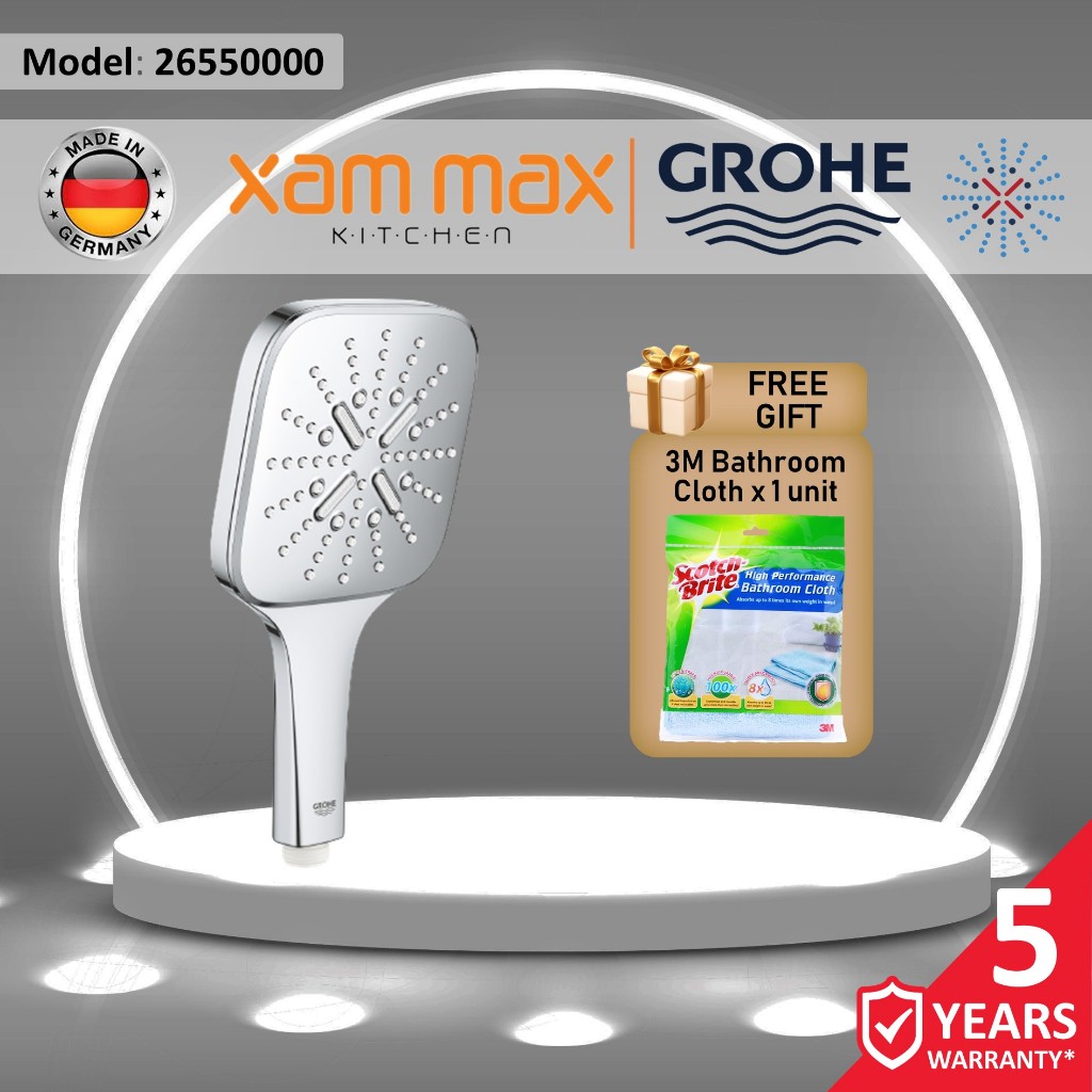 Grohe 26550000(Chrome)26551LS0(White) Rainshower 130 Smart Active Cube ...