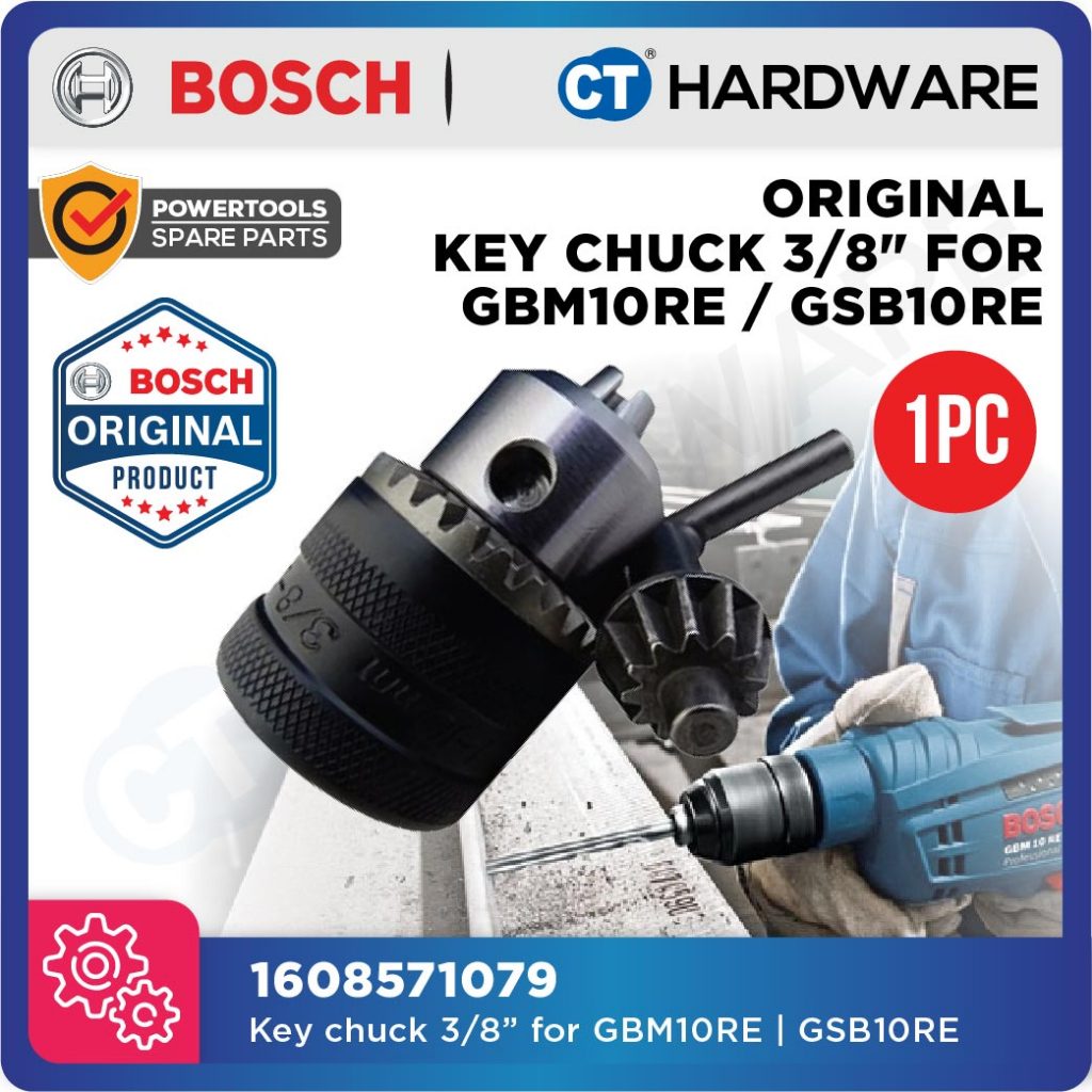 BOSCH 1608571079 ORIGINAL KEY CHUCK 3/8" FOR GBM10RE | GSB10RE CORDED ...