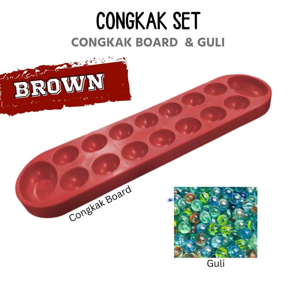 Traditional 16 Holes Congkak With Marbles / Congkak Tradisional 16 ...