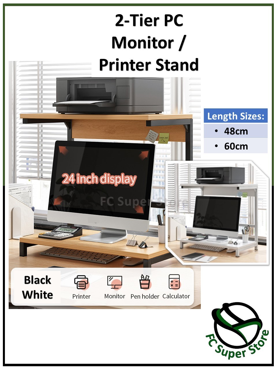 FCSS - Laptop Stand Rack / Rak Komputer / Desktop Monitor Keyboard ...