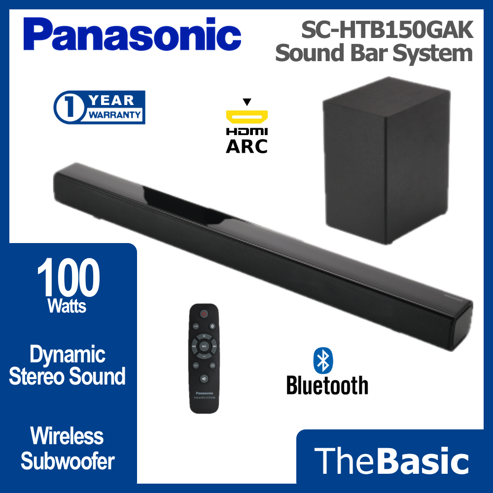 PANASONIC 100w Slim Soundbar with Wireless Subwoofer 2.1 Channels Sound ...