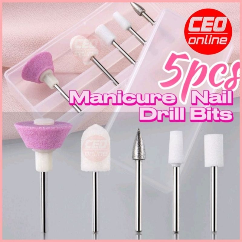 CEO 🇲🇾 5pcs Manicure Nail Drill Bits Cuticle Nail Sander Tip Lathes for ...