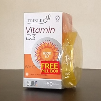 [TOTAL 60+30's] Trinley Vitamin D3 1000iu Softgel Free Pill Box ...