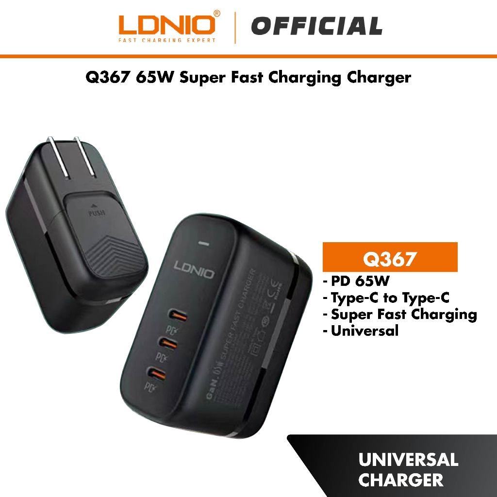 LDNIO Q367 65W Super-Fast Charging Charger 3 PD Output 65W Universal ...