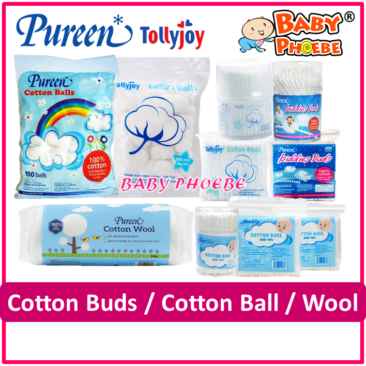 Pureen Baby Cotton Bud / Cotton Ball Tollyjoy Cotton Balls Cotton Buds ...