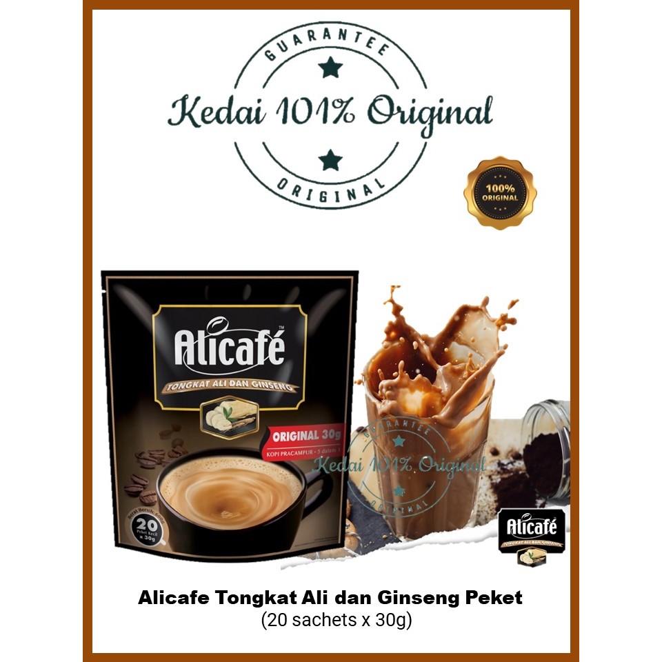 Alicafe Tongkat Ali & Ginseng Original (30gm X 20 Sachets) | Shopee ...