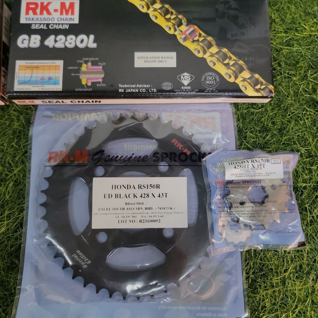 RK-M RKM Y15 Y16 LC RS150 SPROCKET SET ED BLACK EDITION SPROCKET GB ...