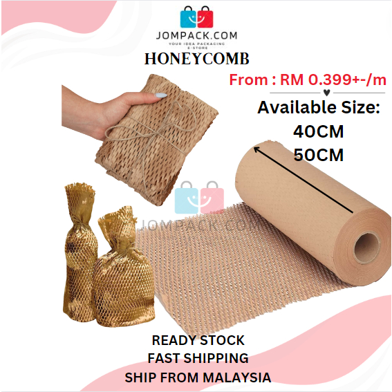 Honeycomb (50cm/40cm x 250m) Biodegradable Honeycomb Paper Wrap 80g ...