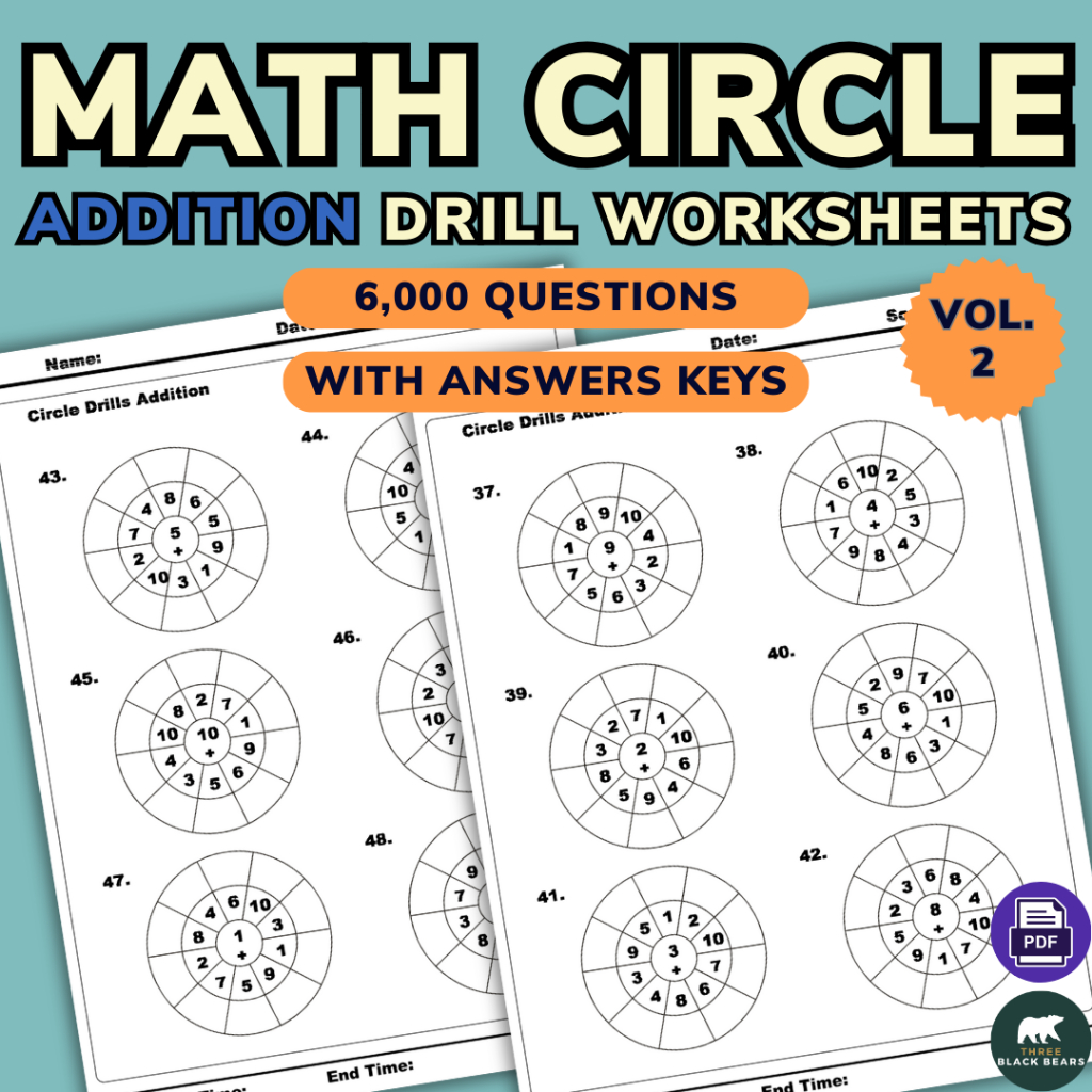 Printable Math Circles Worksheets Volume 2 [PDF] | 6,000 Addition ...