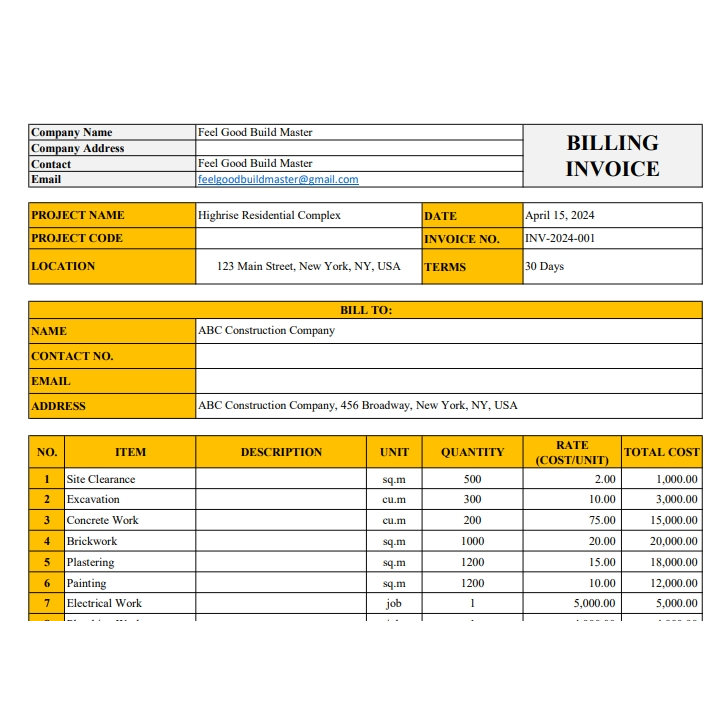 Billing Invoice Template - Ideal for Small Businesses & Freelancers ...