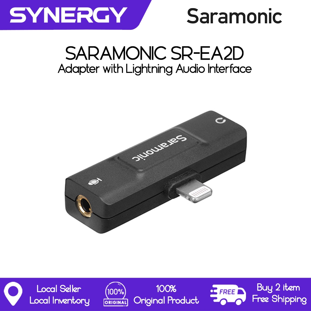 Saramonic Adapter SR-EA2D Iightning interface with 3.5mm TRS or TRRS Mic Input & Headphone Out ...