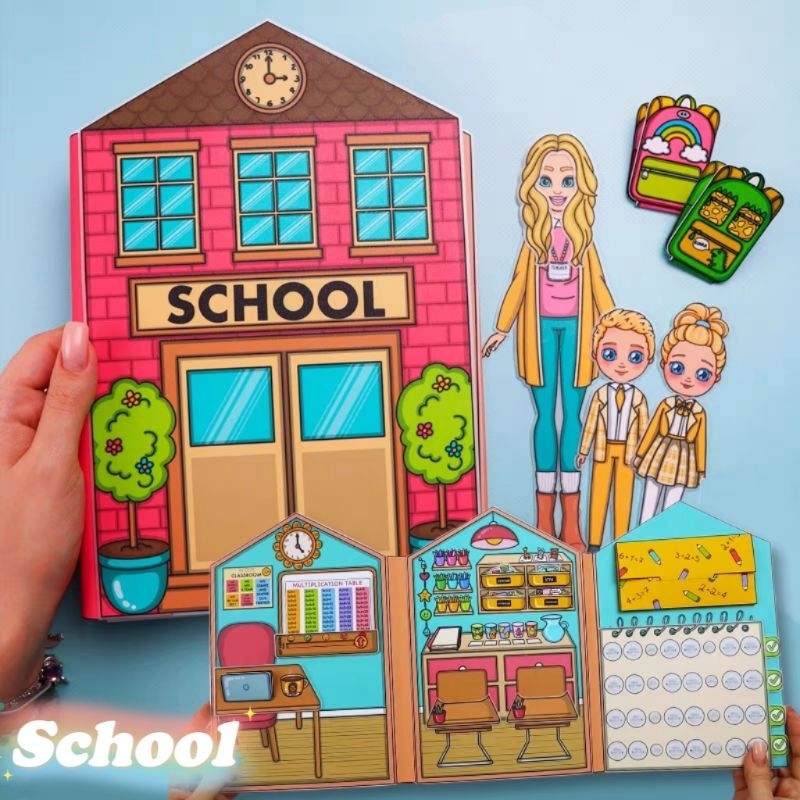 Paper Doll School Doll House Busy Book Paper Doll Book/ Mainan kertas ...