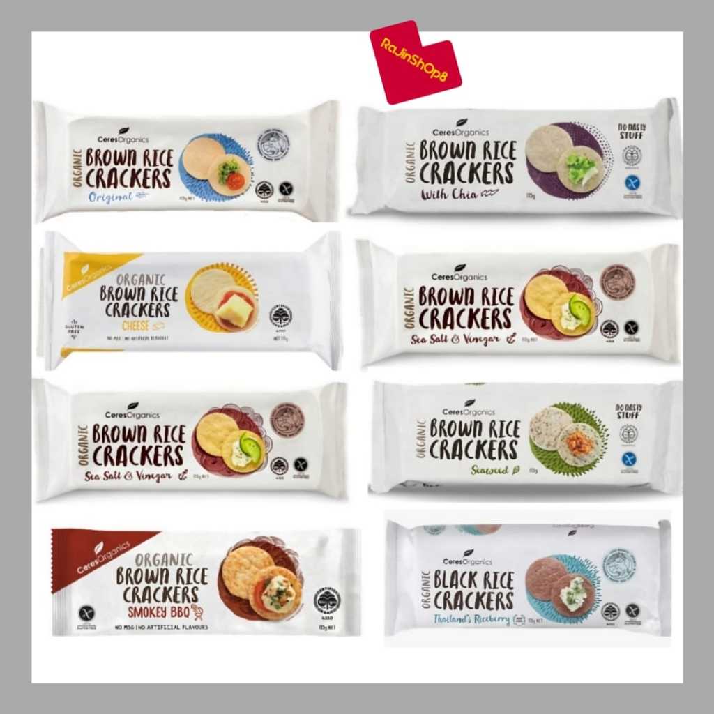 Ceres Organics Organic Brown Rice Crackers, Original / Chia / Cheese ...