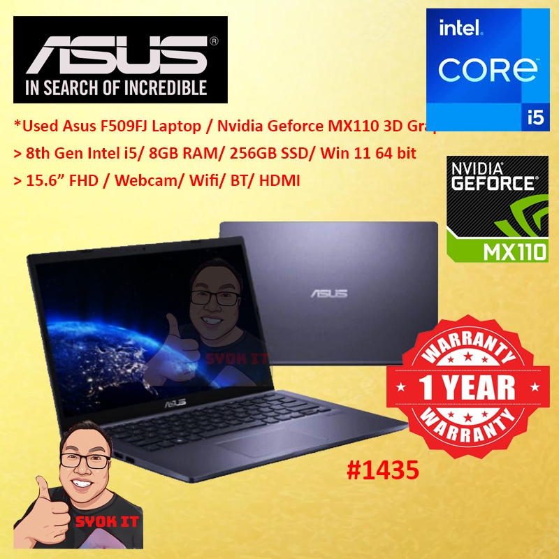#1435 *Used Asus X508FB Intel Core i5-8265U 8GB 256GB SSD Nvidia ...