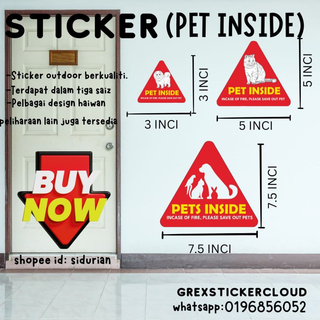STICKER PET INSIDE CAUTION PELBAGAI SAIZ | Shopee Malaysia