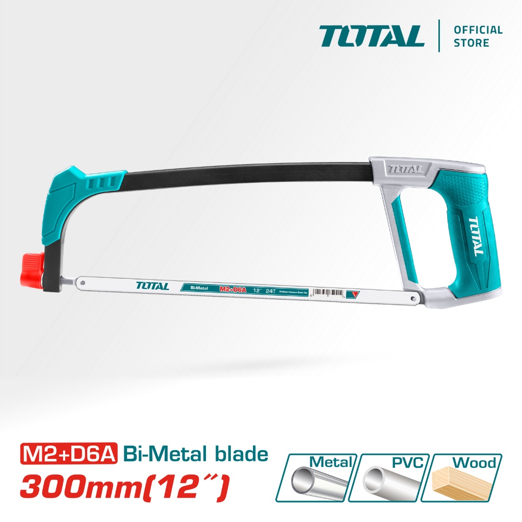 TOTAL Hacksaw Frame (12"/300mm) With 65 Mn Spring Steel Blade For Metal ...
