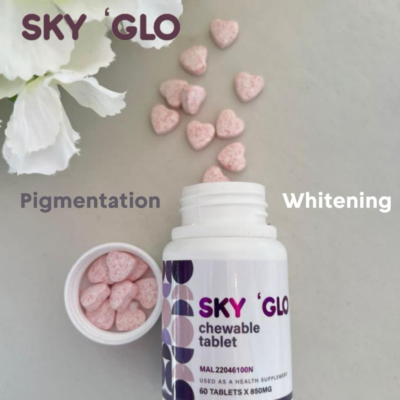 (Clearance) Sky Glo 850mg x 60's Chewable Tablets Skin Whitening ...