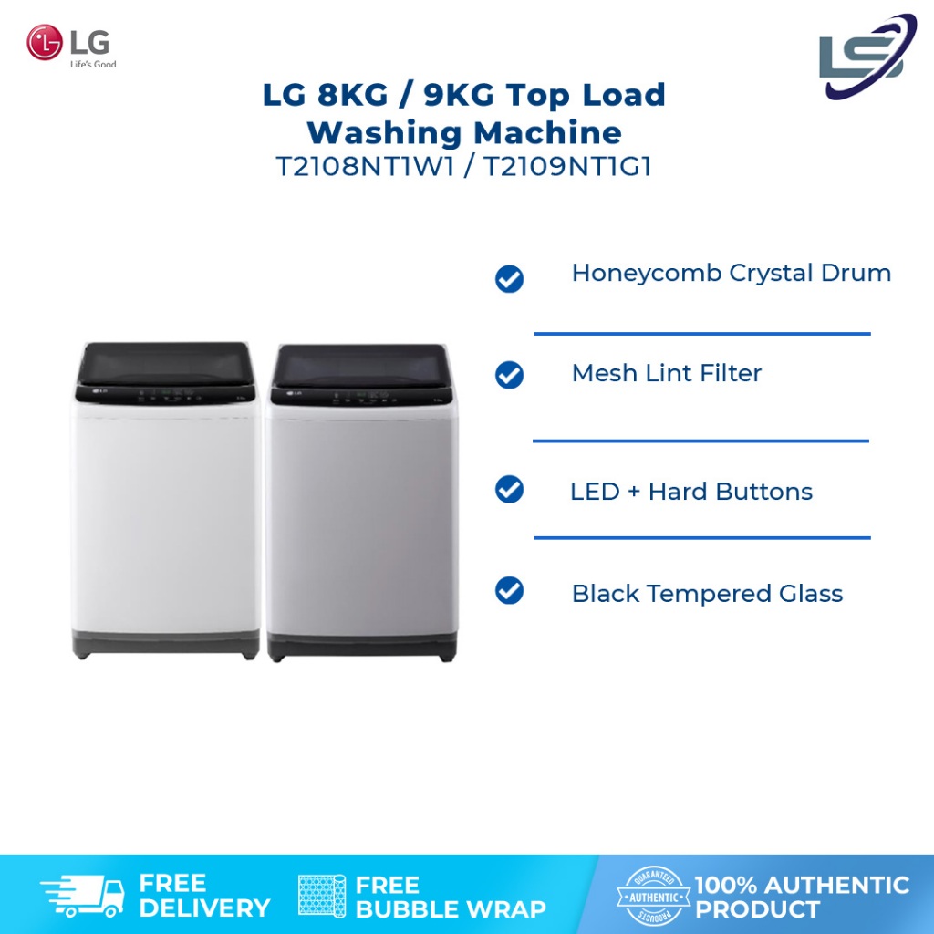 LG 8KG/9KG Top Load Washing Machine T2108NT1W1/T2109NT1G1 | Mesh Lint Filter | Auto Restart ...