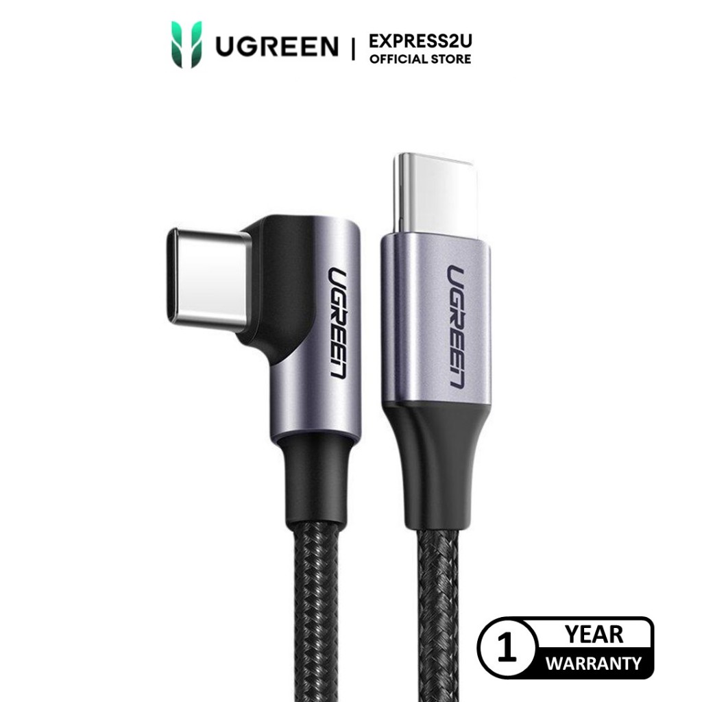 UGREEN USB-C 2.0 TO ANGLED USB-C M/M CABLE ALLUMINIUM SHELL WITH ...