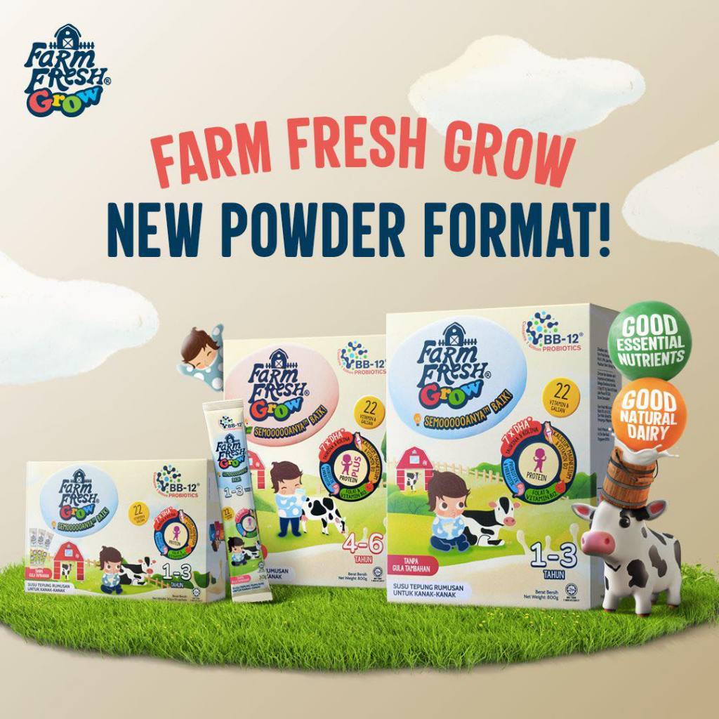 Farm Fresh Grow Milk Powder (1-3 Tahun,4-6 Tahun) 10's x 30g Growing Up ...