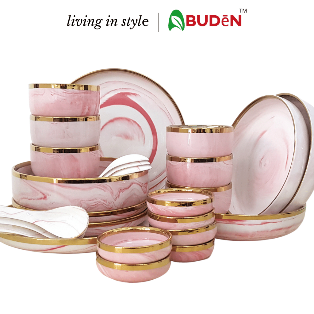 Marble White Ceramic Tableware Set 6 Persons, 26 Pieces, Extra Plates ...