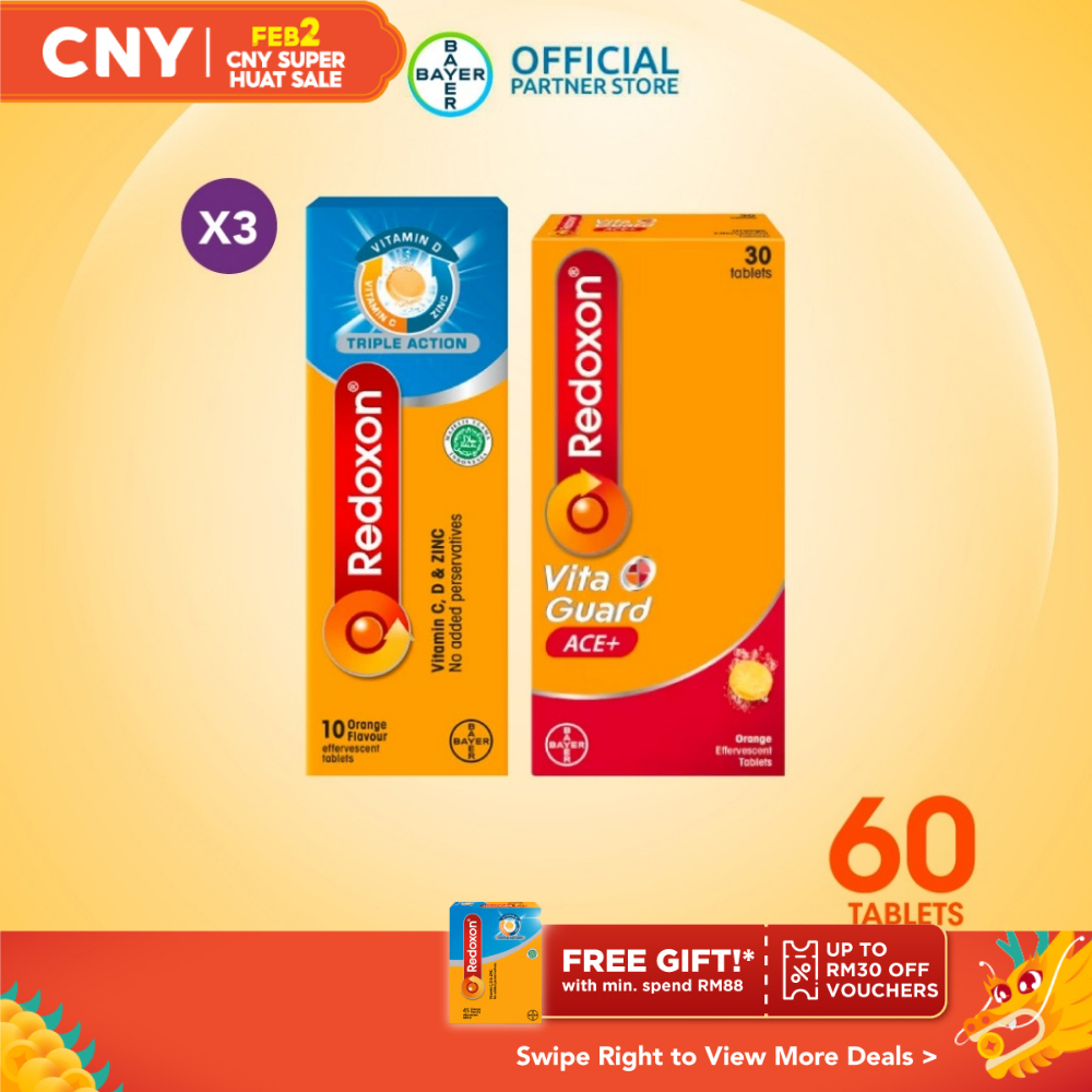 3X Redoxon Triple Action Effervescent Orange Tablets 10's + Redoxon ...