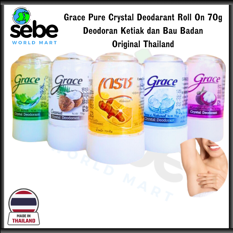 Grace Pure Crystal Deodorant Roll On 70g Antiperspirant Body Smell Alum Rock Deodoran Ketiak Bau ...